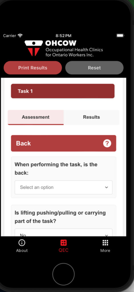 Quick Exposure Check (QEC) Calculator - OHCOW
