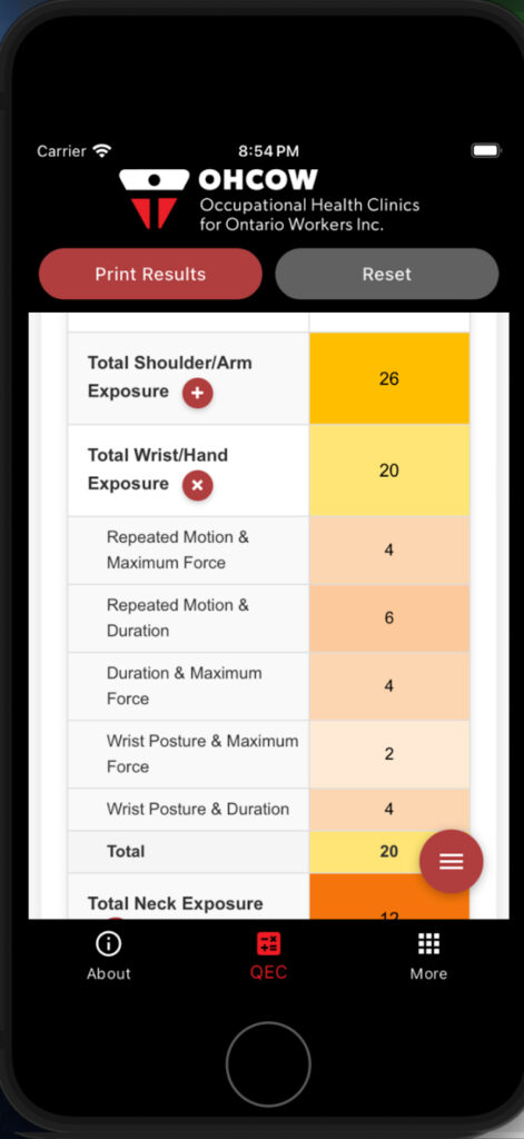 Quick Exposure Check (QEC) Calculator - OHCOW