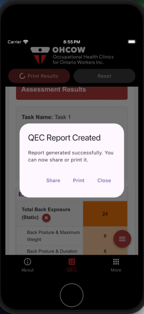 Quick Exposure Check (QEC) Calculator - OHCOW